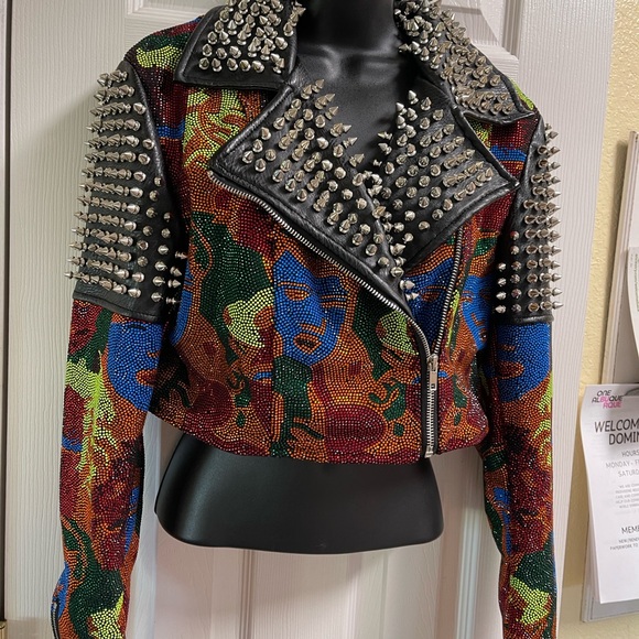 Azalea Wang | Jackets & Coats | Azalea Wang Studded Sequined Moto Jacketm | Poshmark